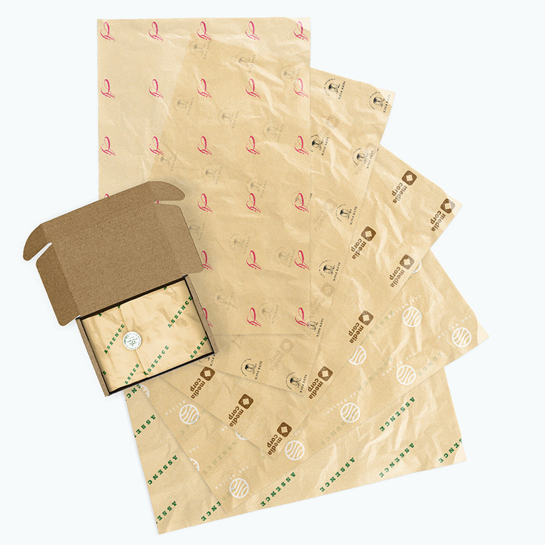 Custom Kraft Tissue Paper with Custom Stickers | Supr Pack